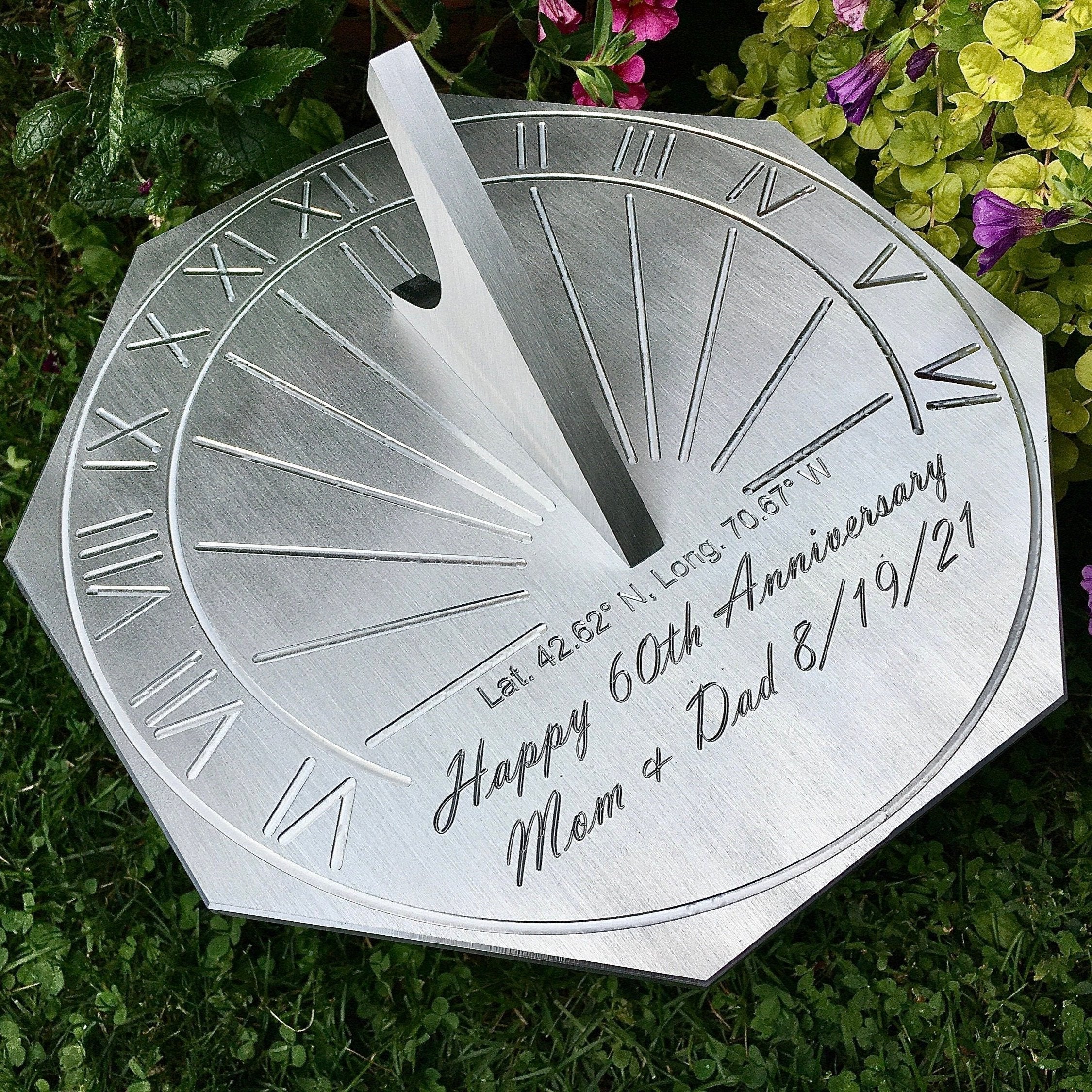 Custom 60th Wedding Anniversary Engraved Octagonal Sundial Gift ...